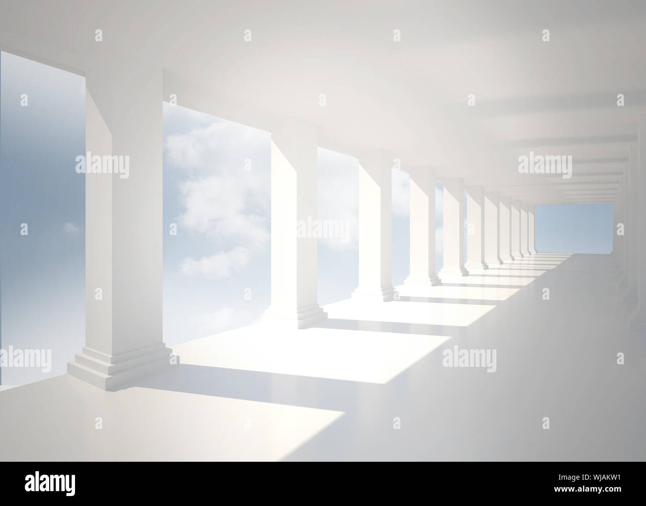 Bright white hall with columns Stock Photo - Alamy