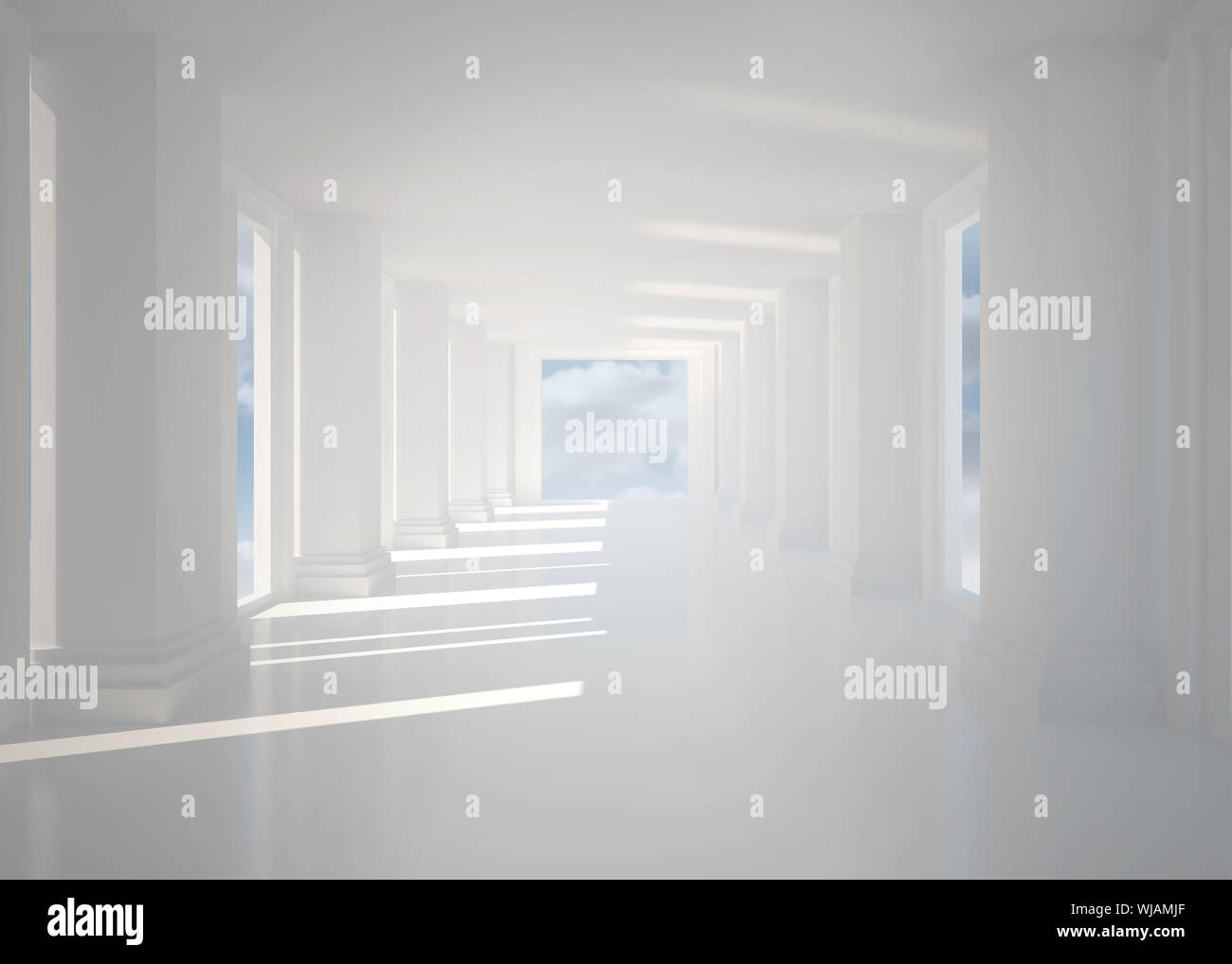 Bright white hall with columns Stock Photo - Alamy