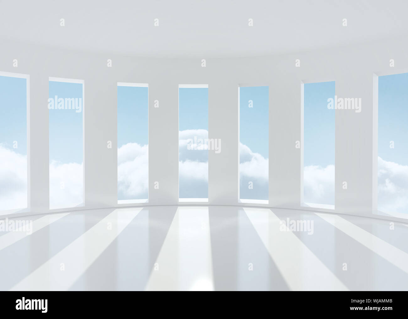 Bright white room with windows Stock Photo - Alamy