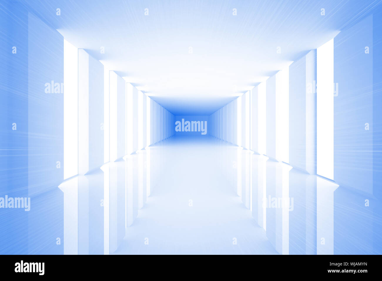 Bright blue room with windows Stock Photo - Alamy