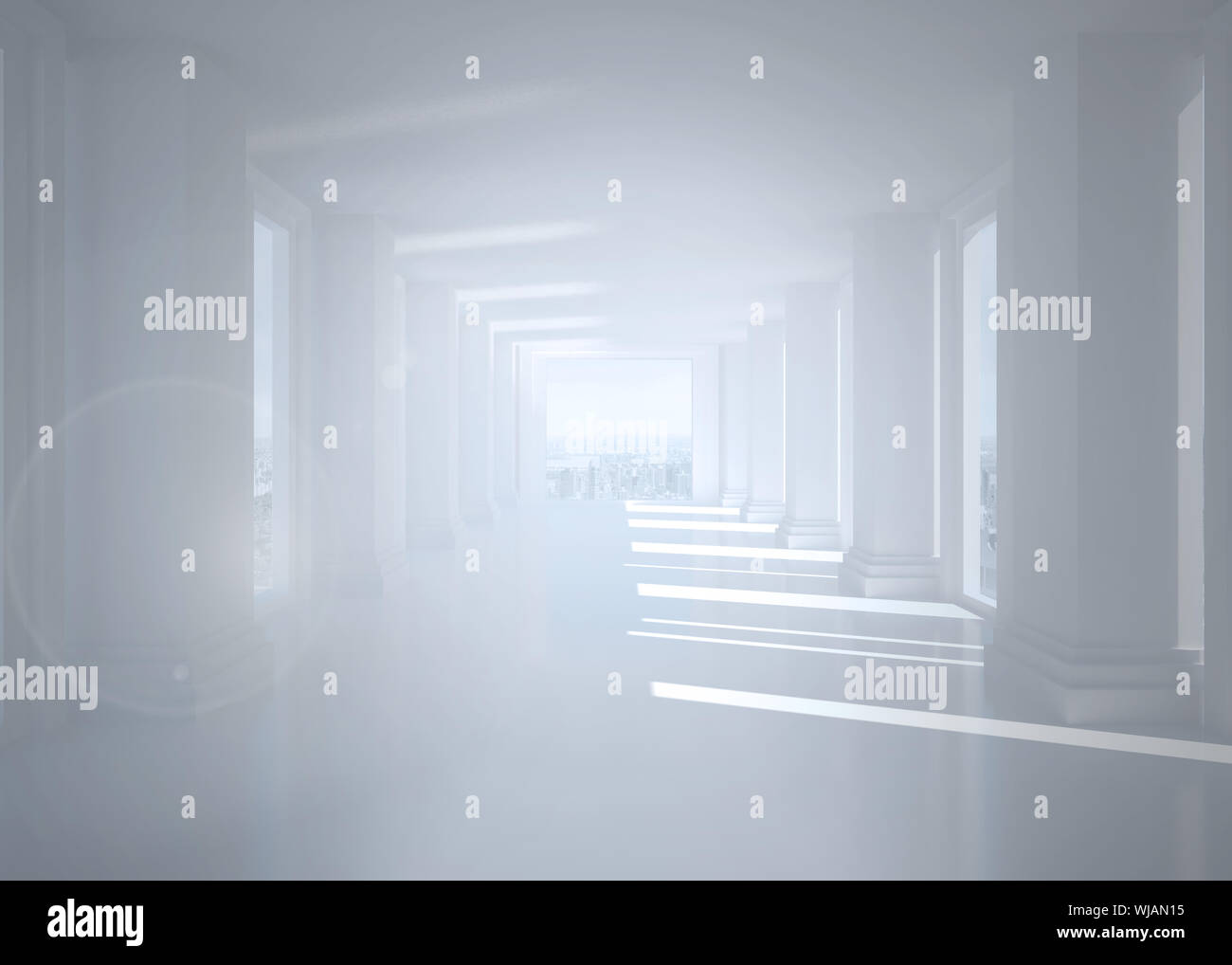 Bright white hall with columns Stock Photo - Alamy