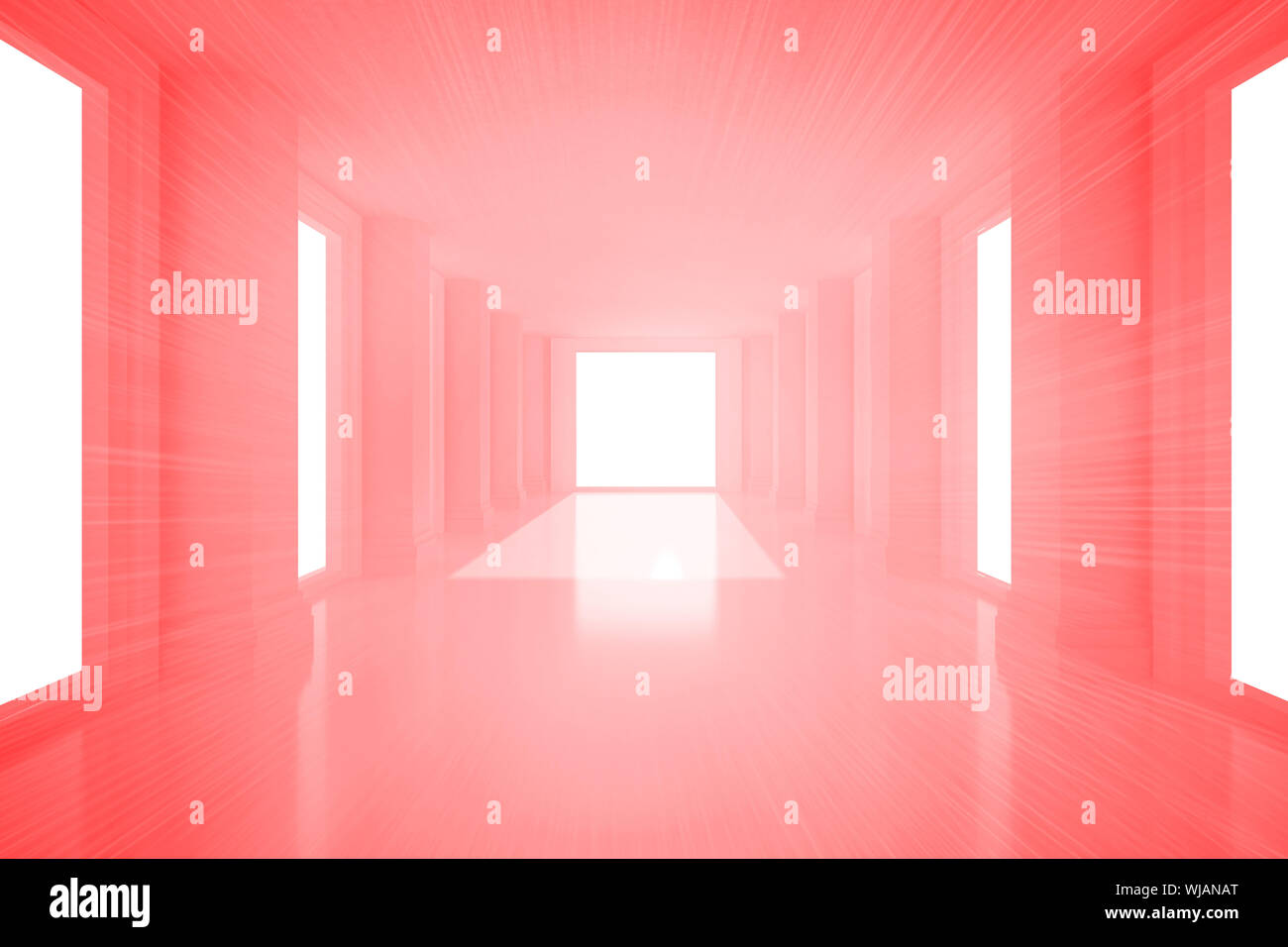 Bright red room with windows Stock Photo - Alamy