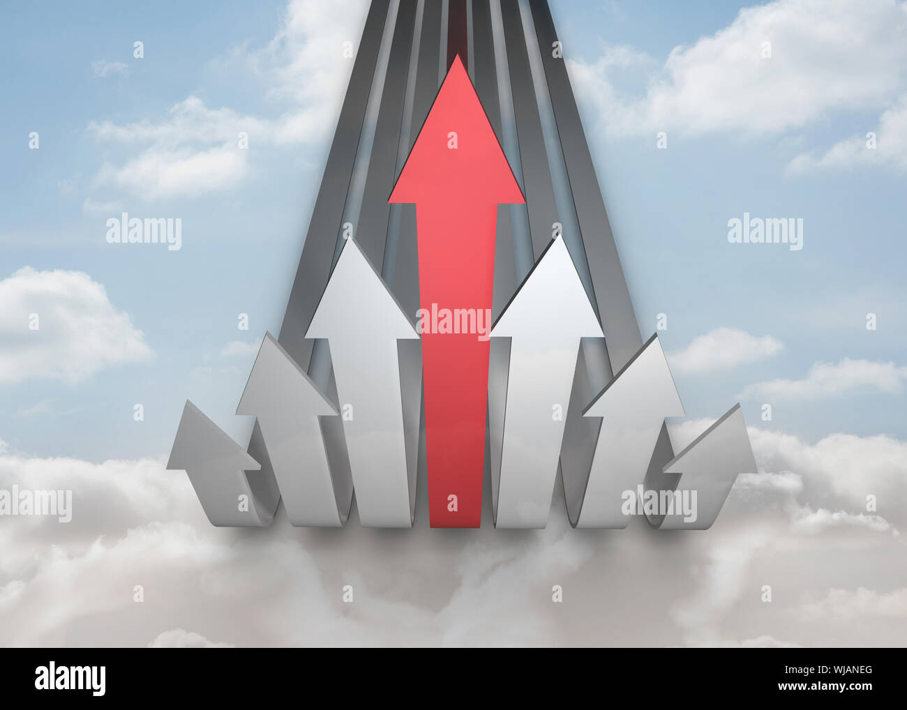 Red curved arrow pointing up hi-res stock photography and images - Alamy