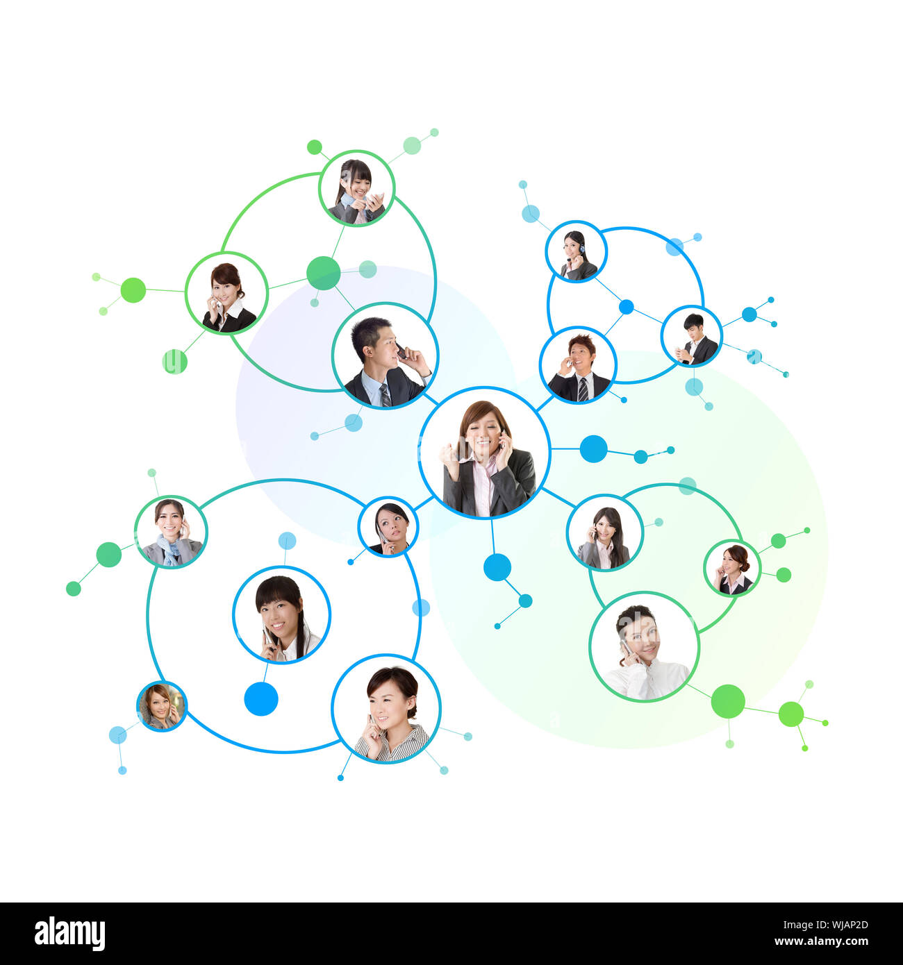 Business network, Asian business people use mobile phone to communicate ...