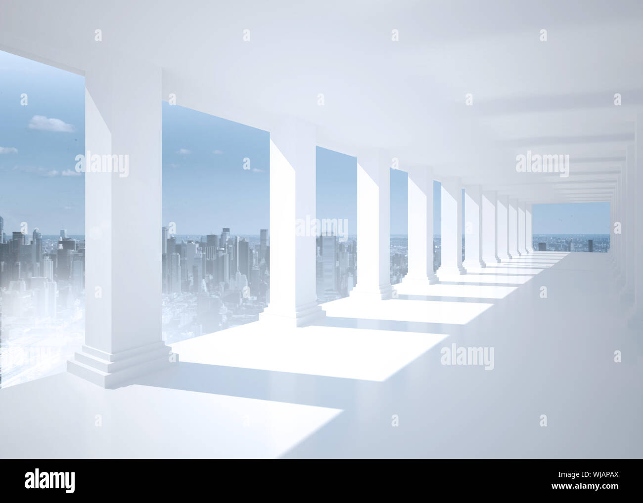 Bright white hall with columns Stock Photo - Alamy