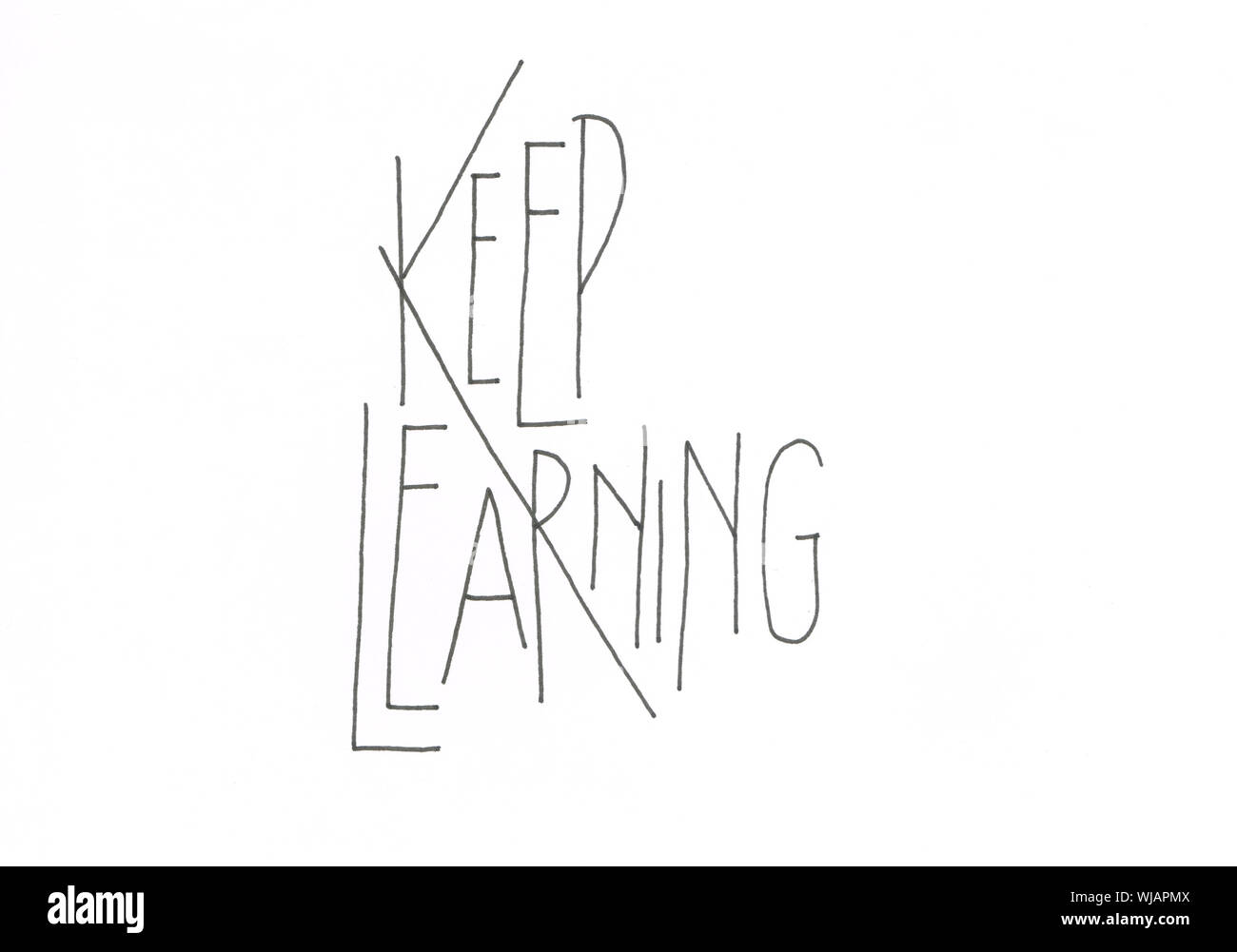 "Keep Learning" hand lettering design in black Stock Photo - Alamy