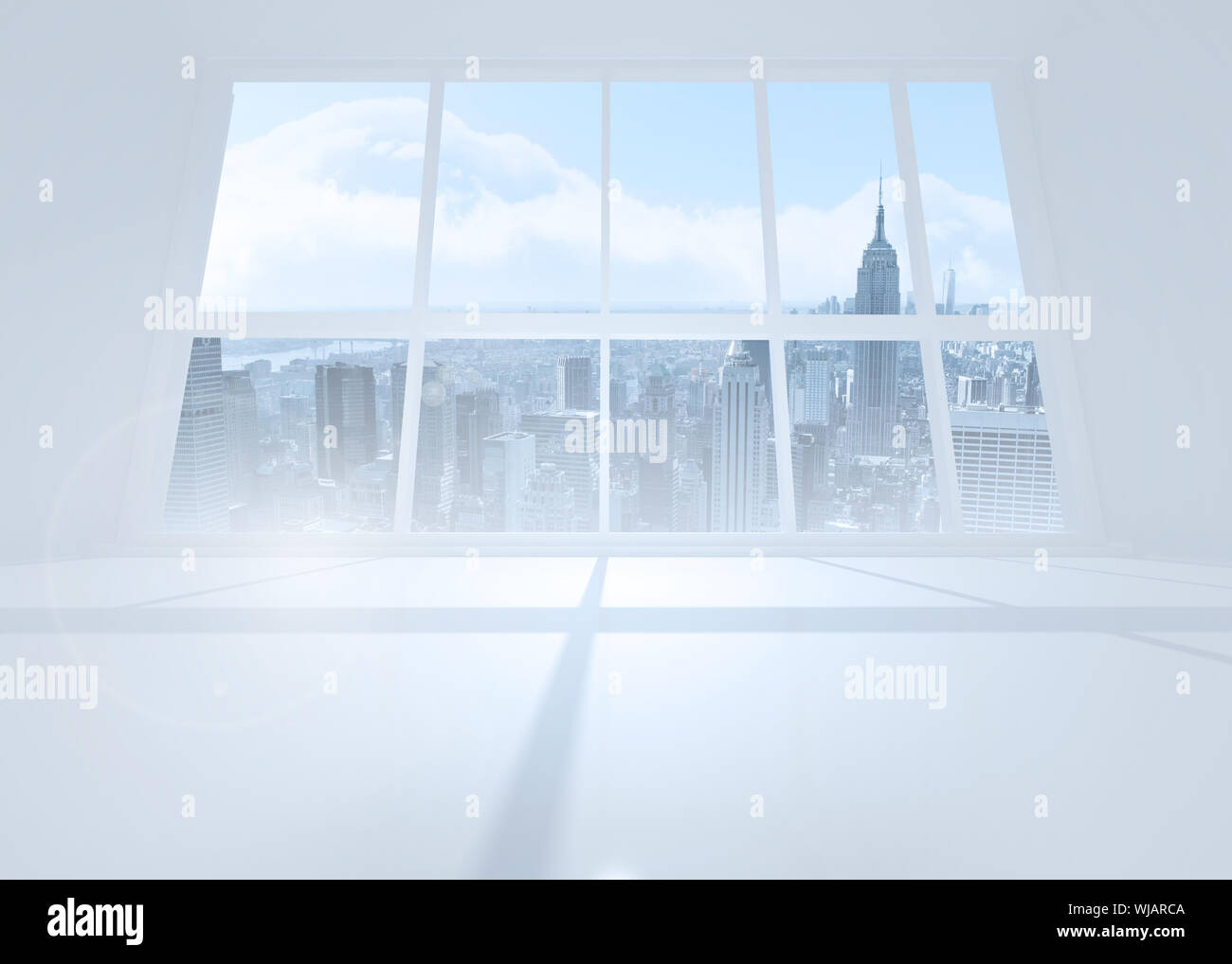 Bright white room with windows Stock Photo - Alamy