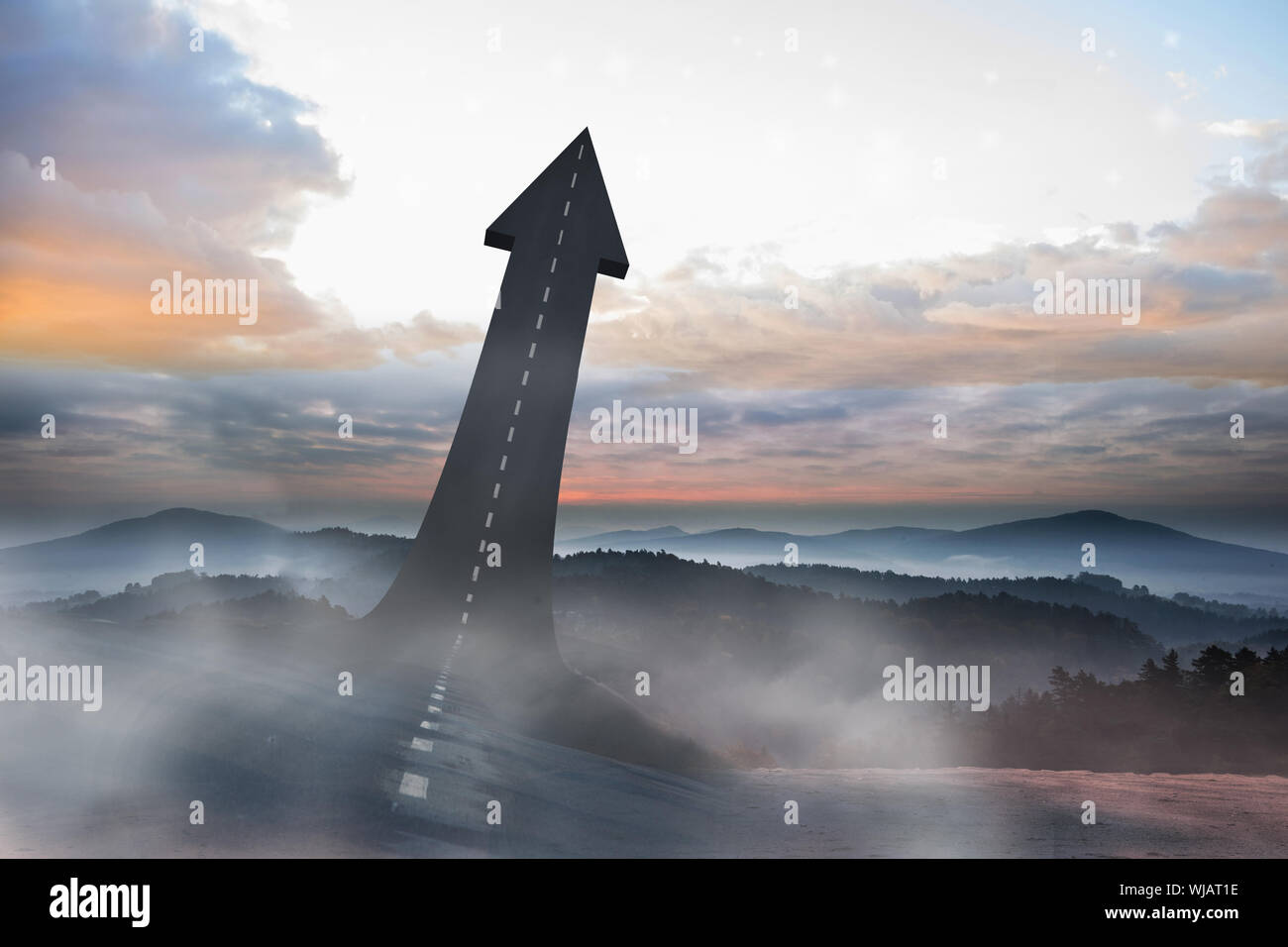 Road turning into arrow Stock Photo - Alamy