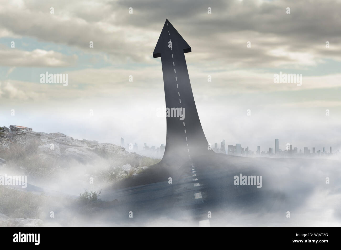 Road turning into arrow Stock Photo - Alamy