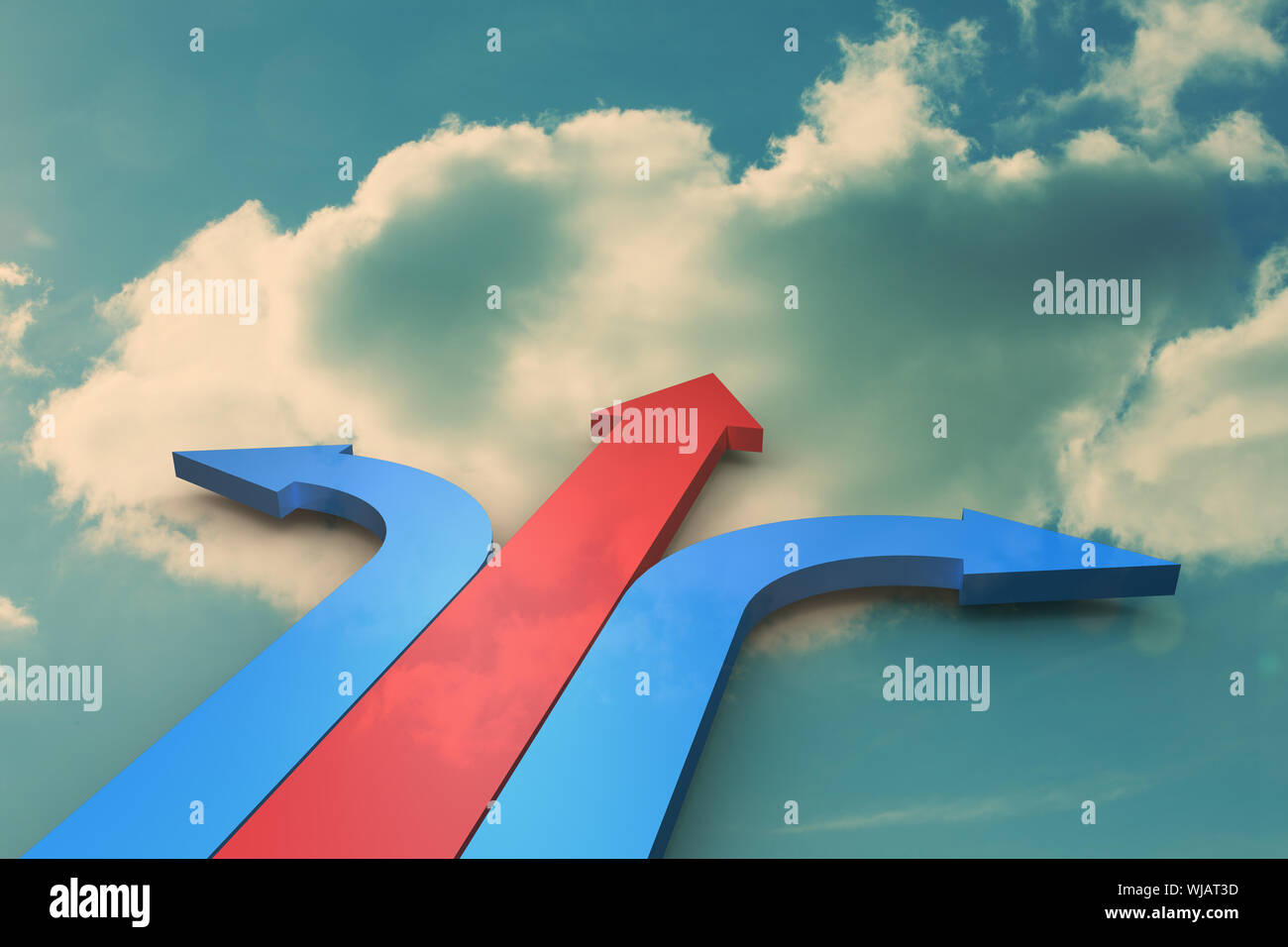 Red arrow with blue sky hi-res stock photography and images - Alamy