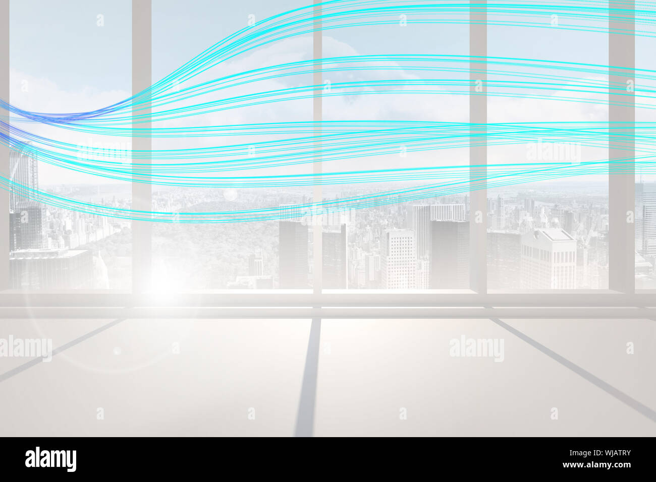 Abstract blue line design in room Stock Photo - Alamy