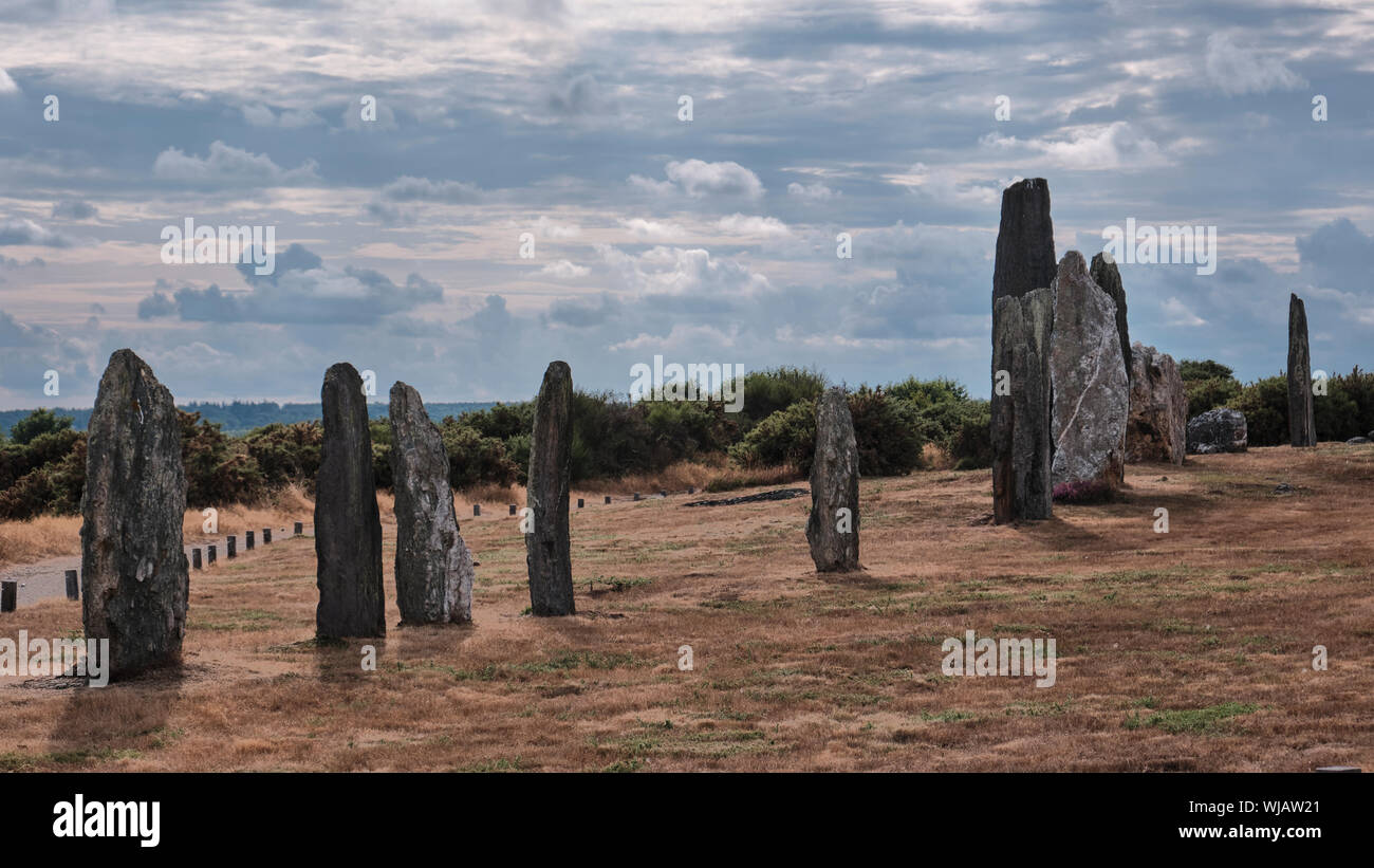 The southern alignment of menhirs at St. Just, Brittany France Stock ...