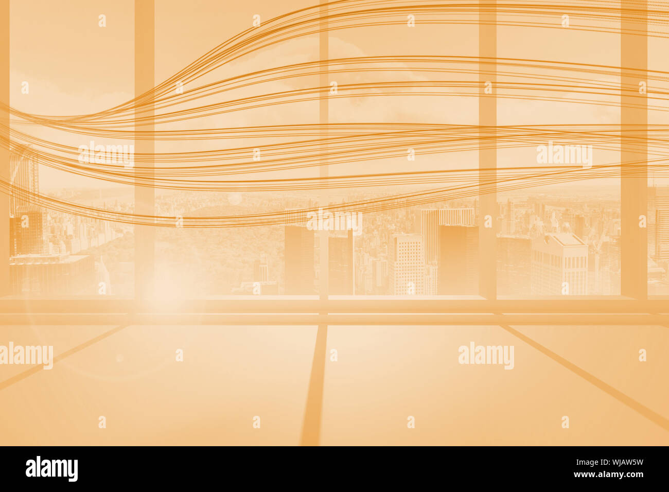 Abstract orange line design in room Stock Photo - Alamy