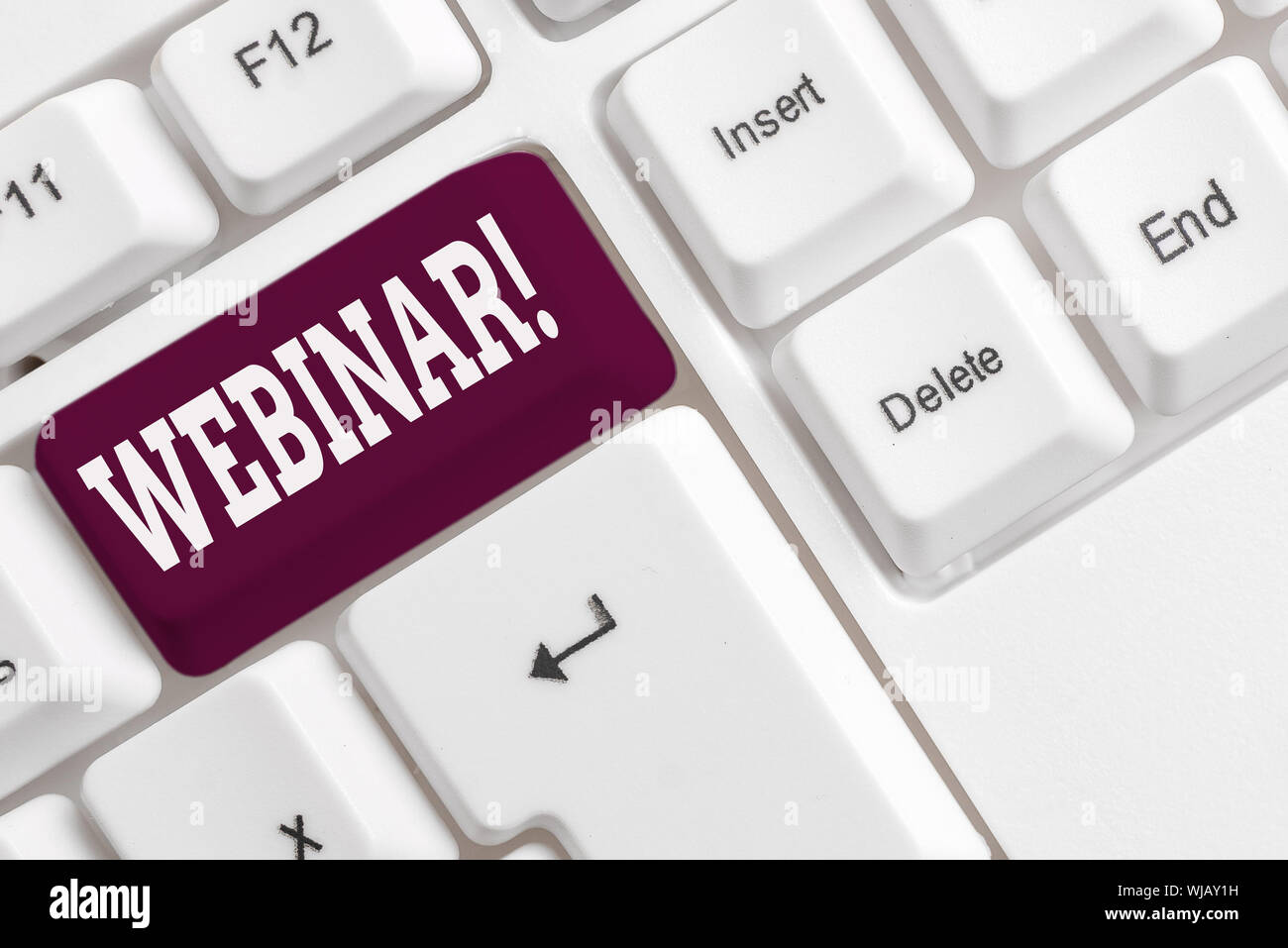 Writing note showing Webinar. Business concept for seminar or other ...