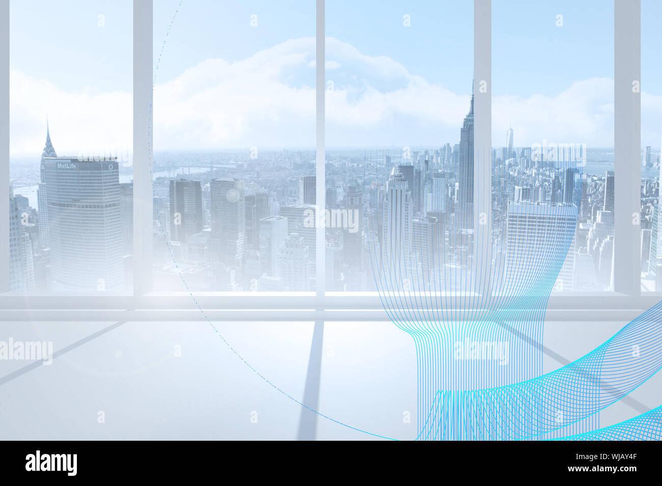 Blue wave design in a room Stock Photo - Alamy