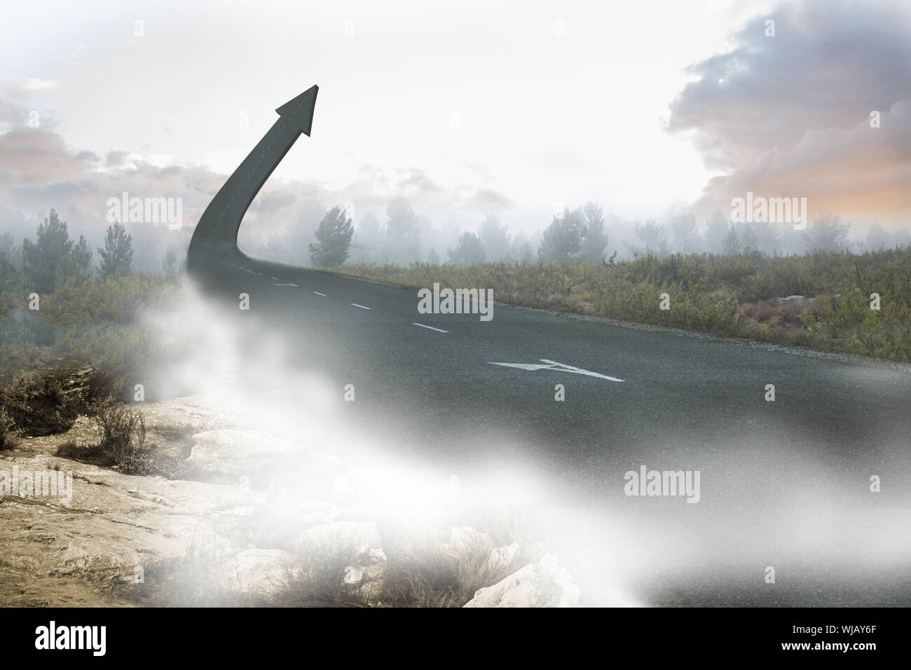 Road turning into arrow Stock Photo - Alamy