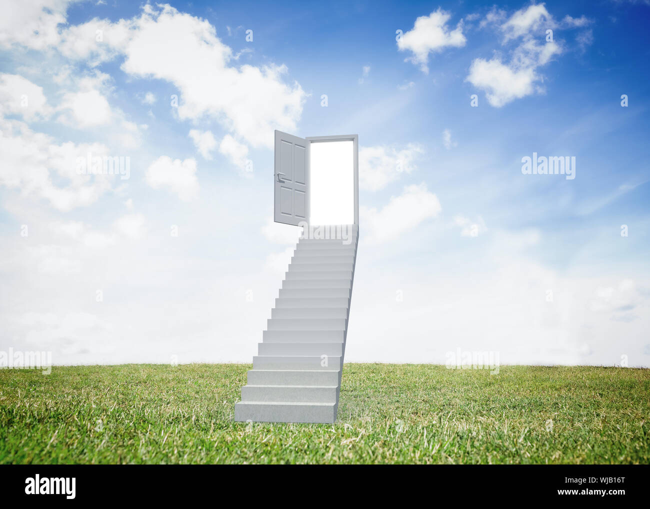 Stairs up to open door hi-res stock photography and images - Alamy