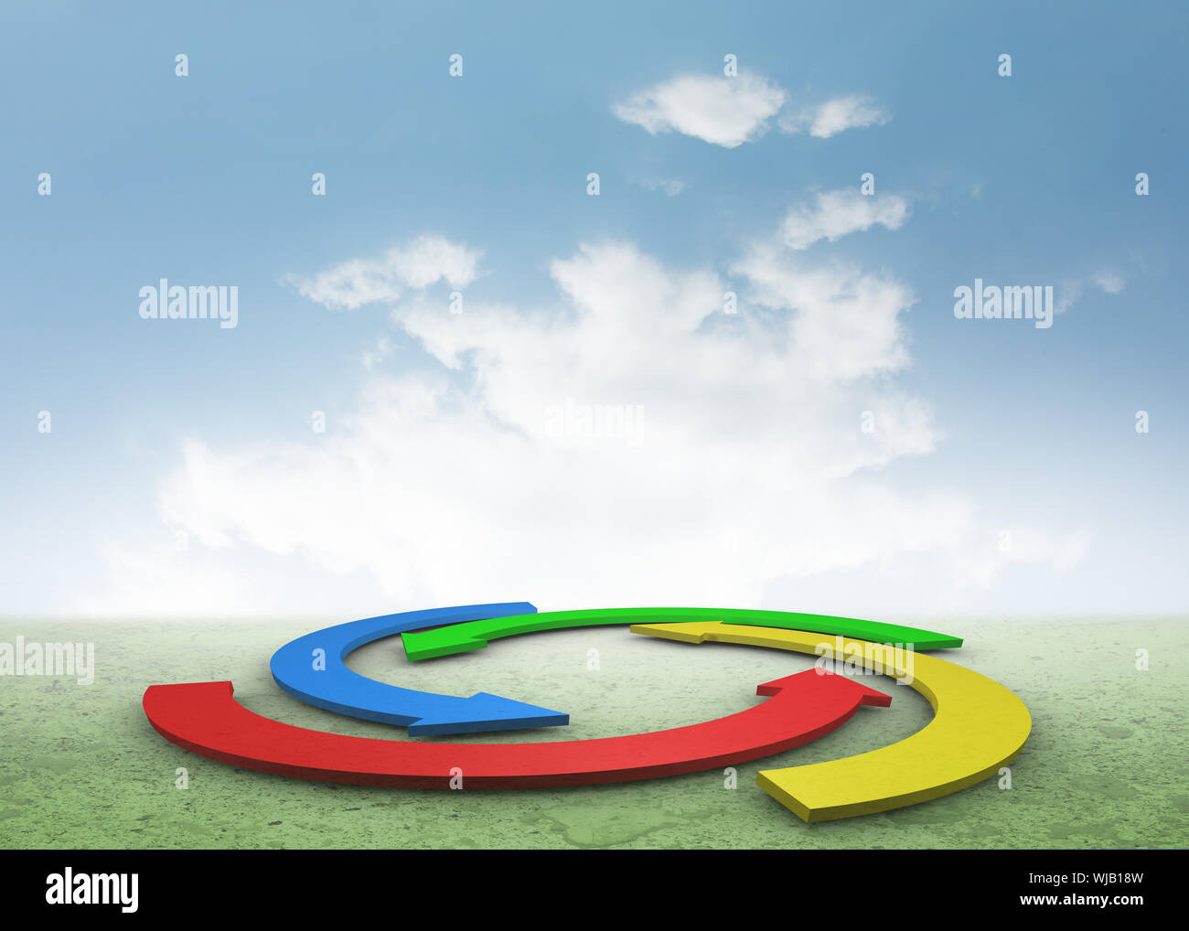 Colorful arrows in a green landscape Stock Photo - Alamy