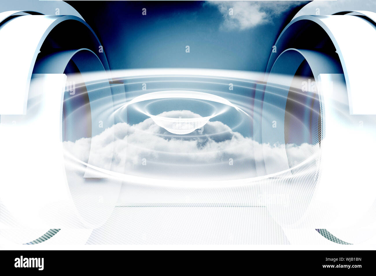 Cloud design on a futuristic structure Stock Photo - Alamy