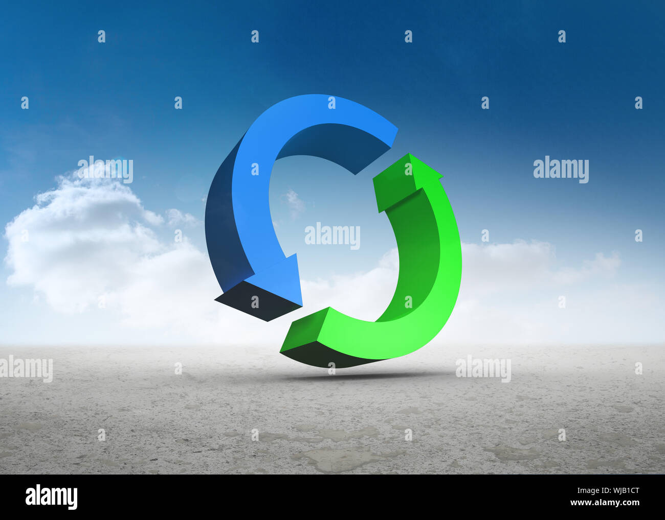 Blue and green arrows in desert landscape Stock Photo - Alamy