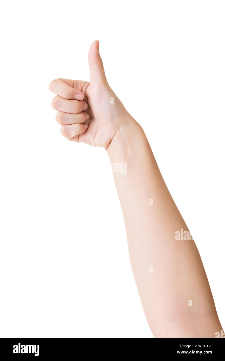 Hand gesture, good sign, closeup and isolated on white Stock Photo - Alamy