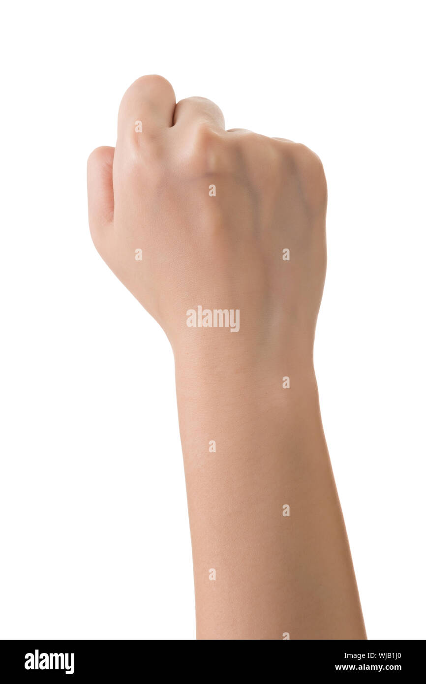 Hand gesture, fist, closeup and isolated on white Stock Photo - Alamy