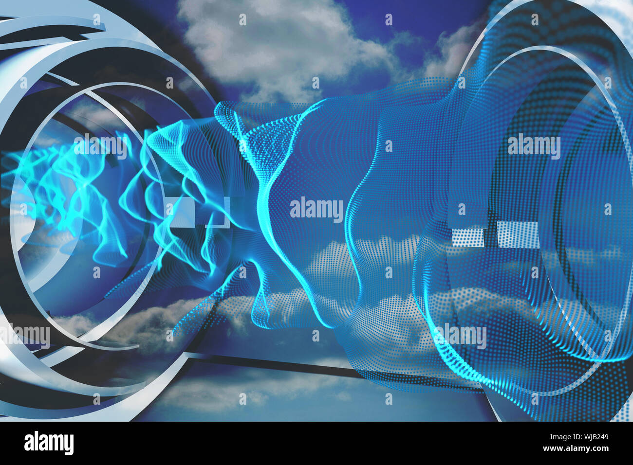 Blue energy design on a futuristic structure Stock Photo - Alamy