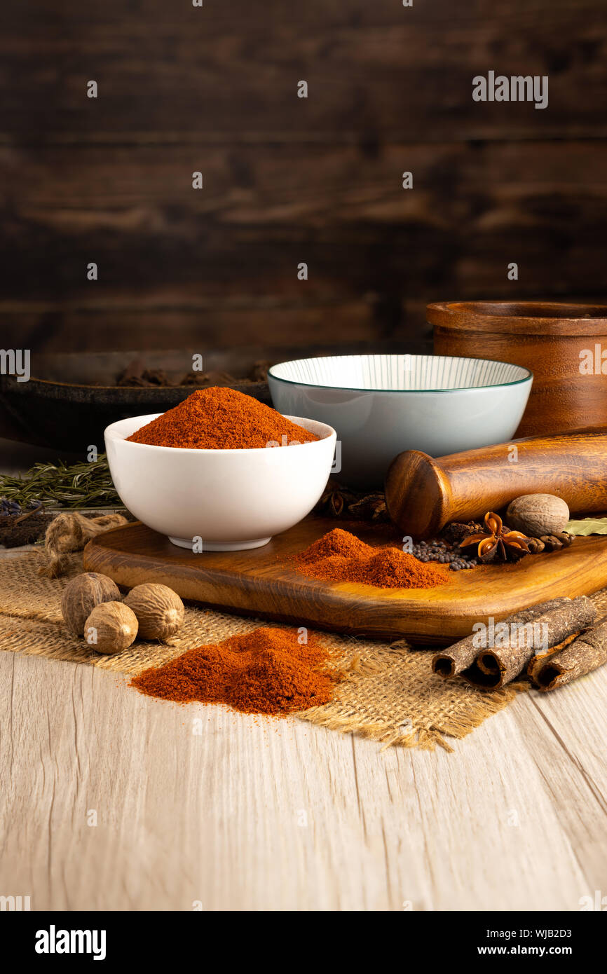 Dry Organic Red Paprika Powder in a Kitchen Setting Stock Photo - Alamy