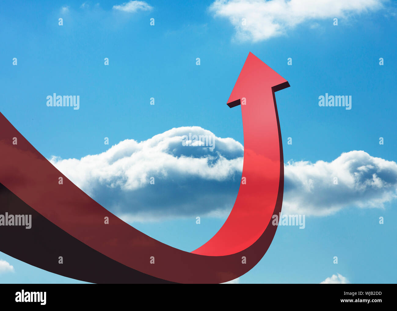 Red curved arrow pointing up hi-res stock photography and images - Alamy