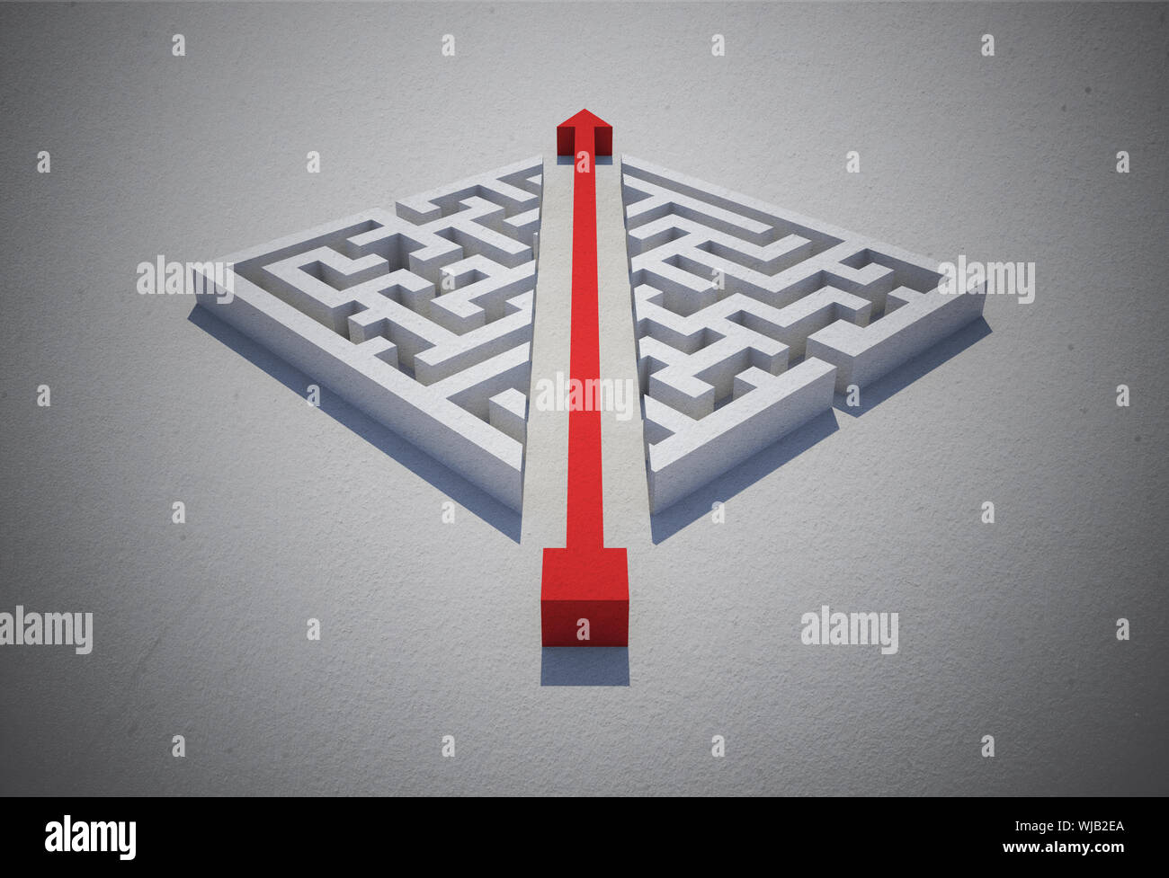 Red arrow cutting through puzzle Stock Photo - Alamy