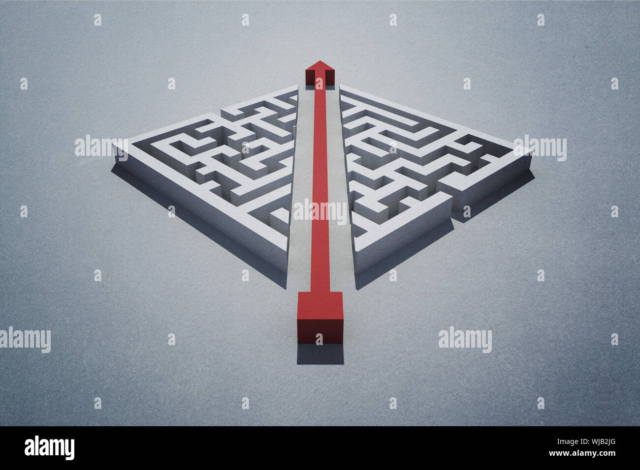 Red arrow cutting through puzzle Stock Photo - Alamy