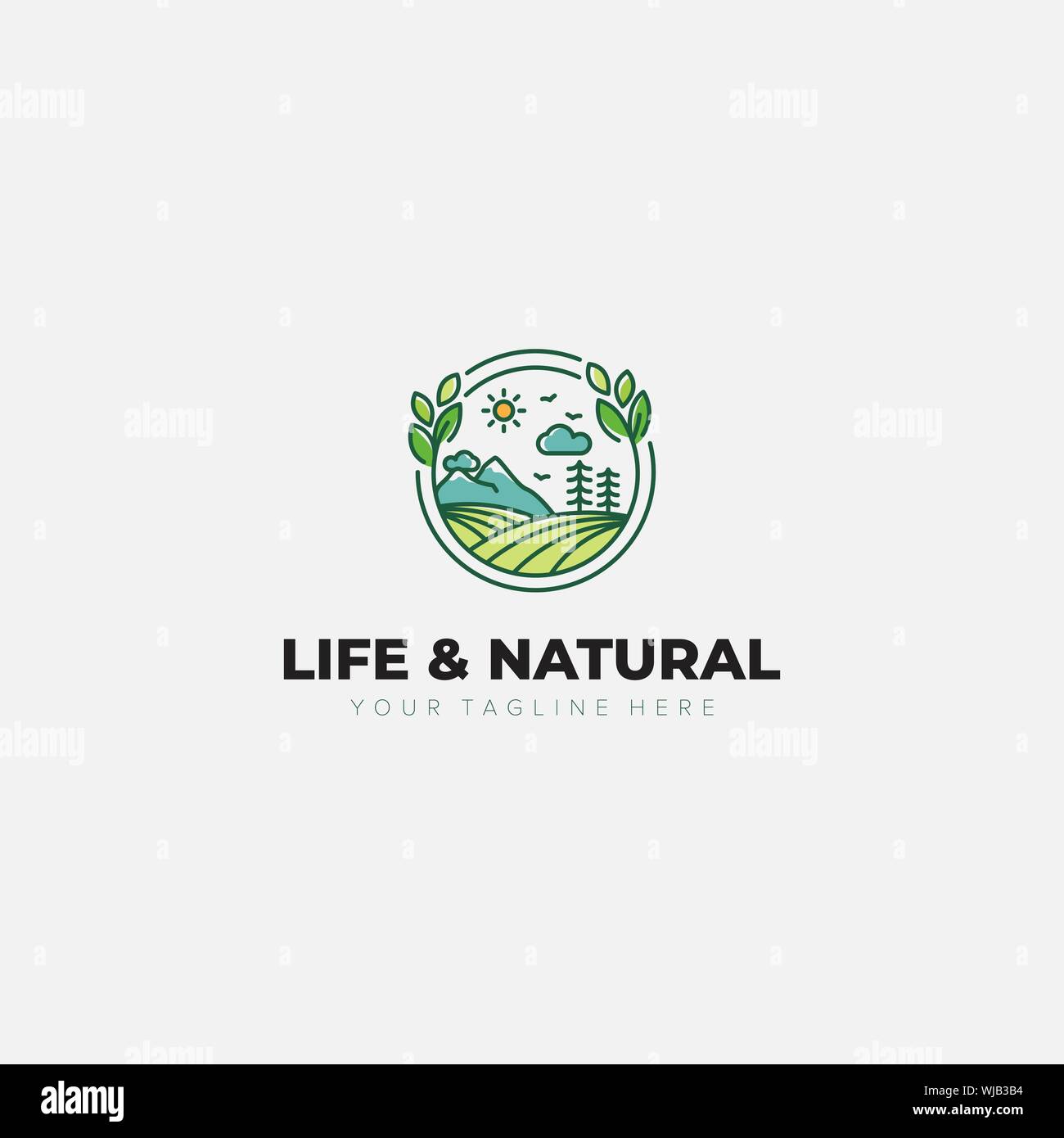 Natural and Life Landscape logo designs with mountain, leaf, land ...