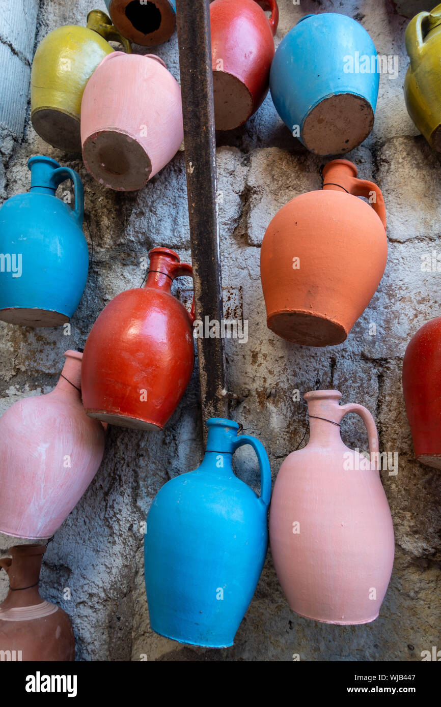 Wall of Colorful Pottery Jars in Istanbul, Turkey Stock Photo - Alamy