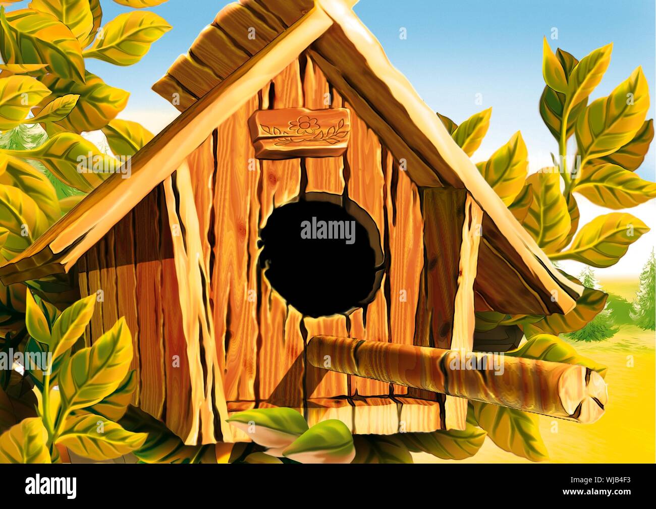 Deciduous tree colored cartoon illustration hi-res stock photography ...