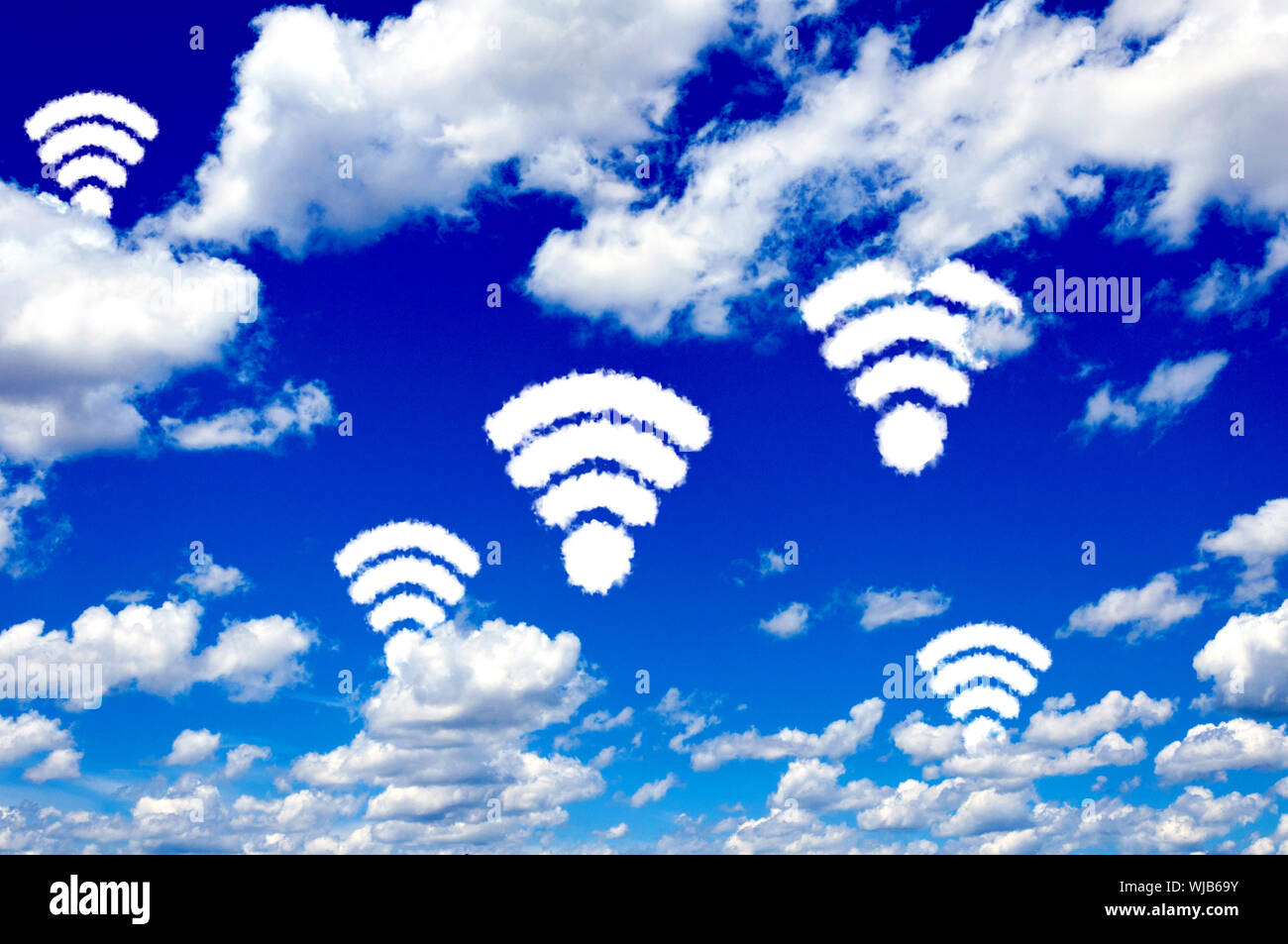 Wifi shape sign on clear blue sky Stock Photo - Alamy