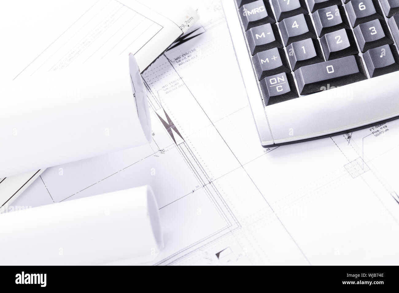 architect blueprints equipment objects workplace paper office Stock ...