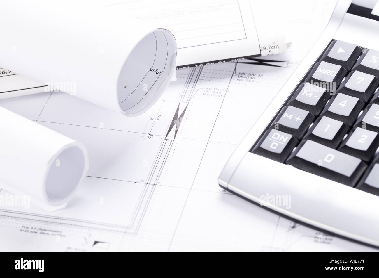 architect blueprints equipment objects workplace paper office Stock ...