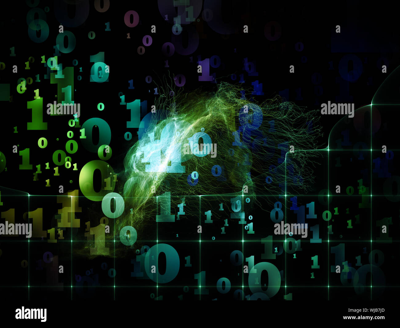 Number in Space series. Backdrop composed of numbers, fractal textures ...