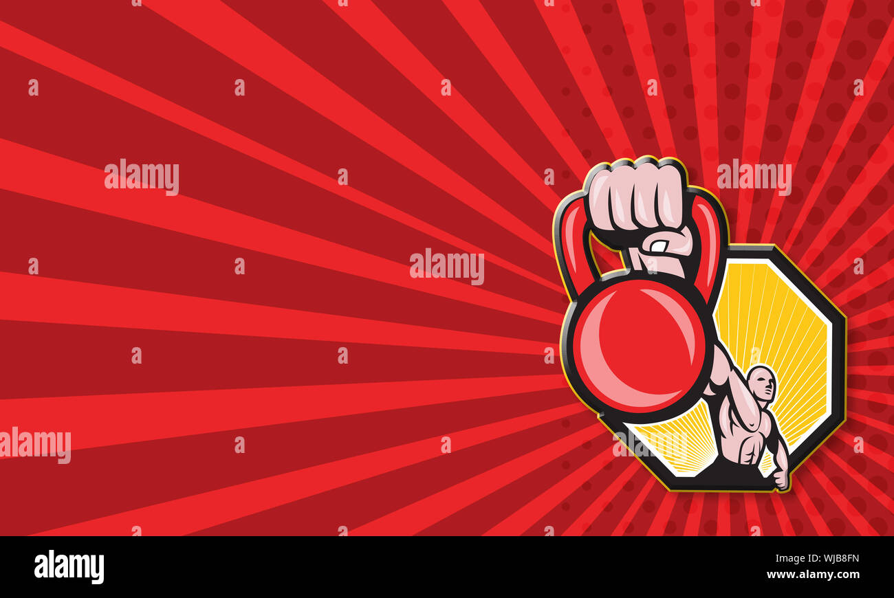 Business card template showing illustration of a strongman crossfit ...