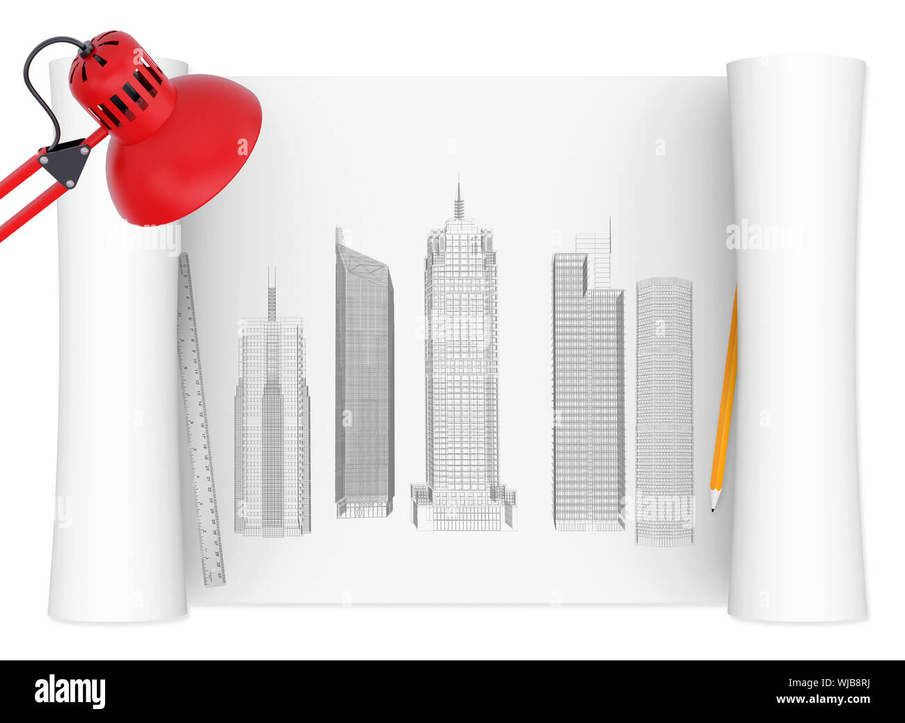 Office skyscraper view desk Cut Out Stock Images & Pictures - Alamy