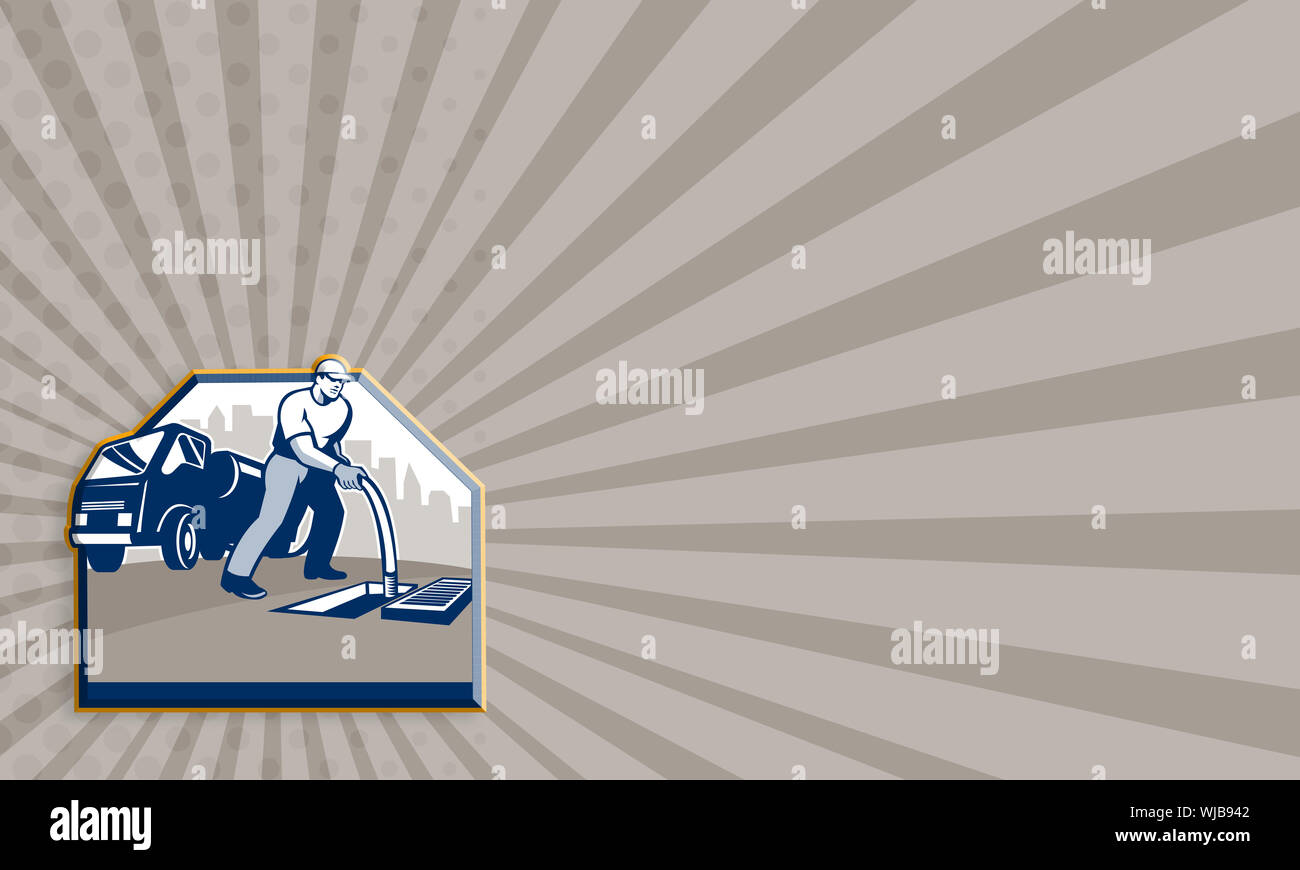 Business card template showing illustration of a drainage drain surgeon ...