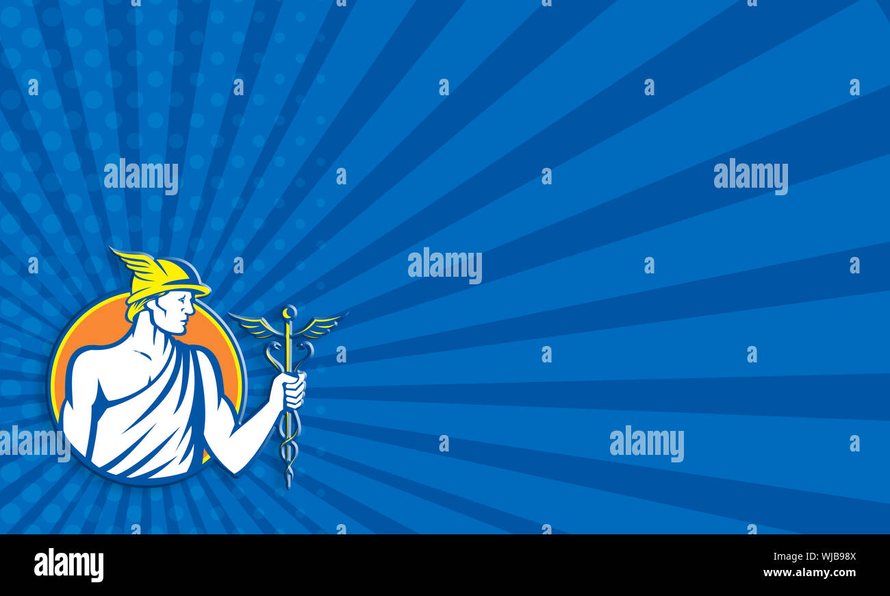 Business card template showing iillustration of Roman god Mercury ...