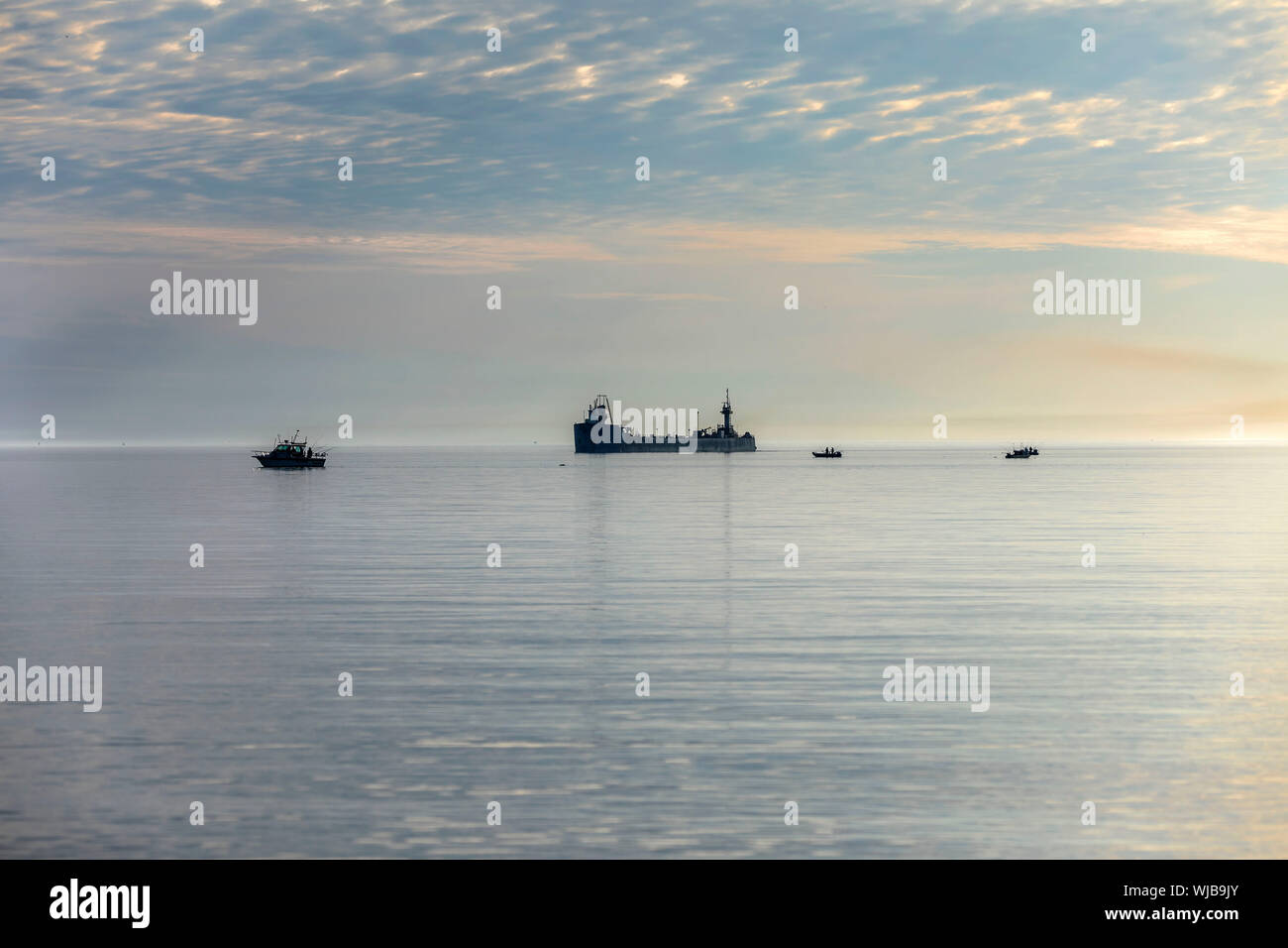 Manitowoc,WI, USA August 31, 2019 : the ship sailing from Lake Michigan ...