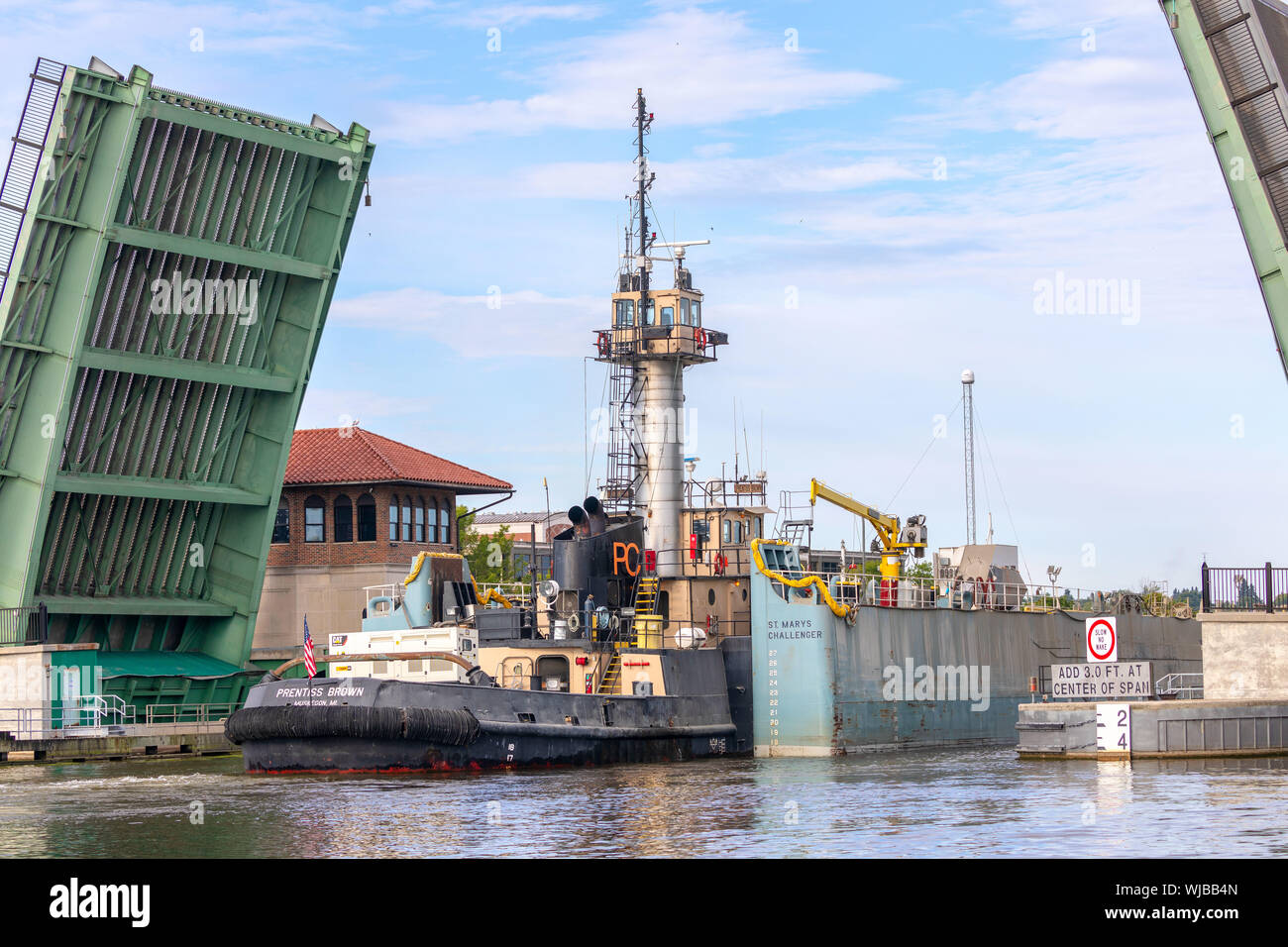 Manitowoc,WI, USA August 31, 2019 : the ship sailing from Lake Michigan ...