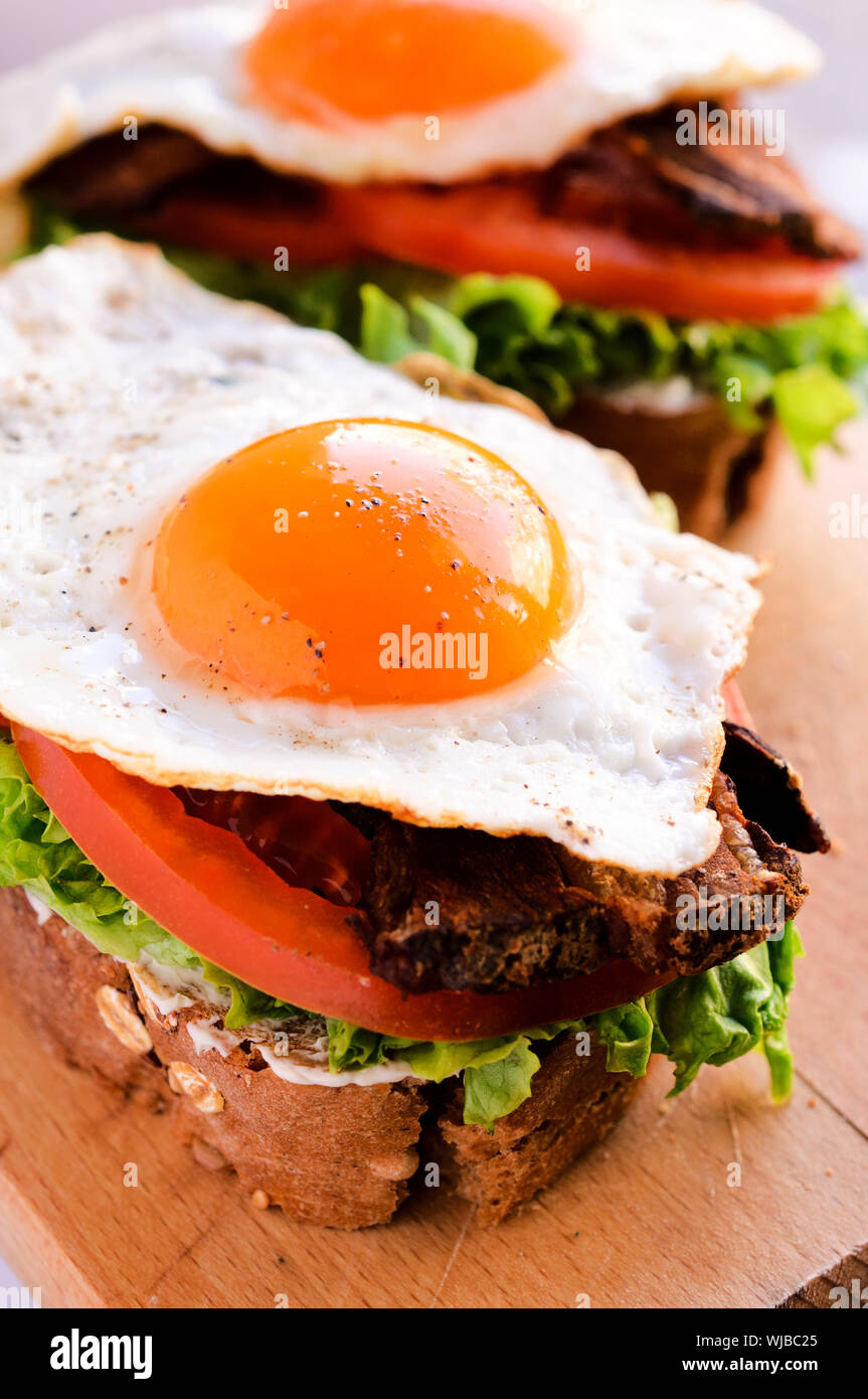 Selective focus on the front egg sandwich Stock Photo - Alamy