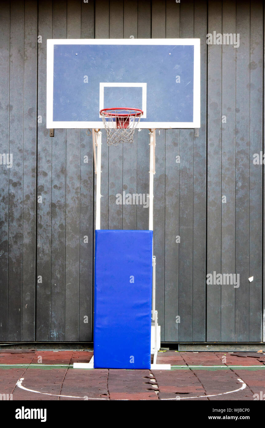 Blue basketball court Stock Photo - Alamy