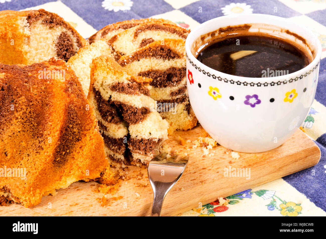 Good morning with cake and coffee Stock Photo - Alamy
