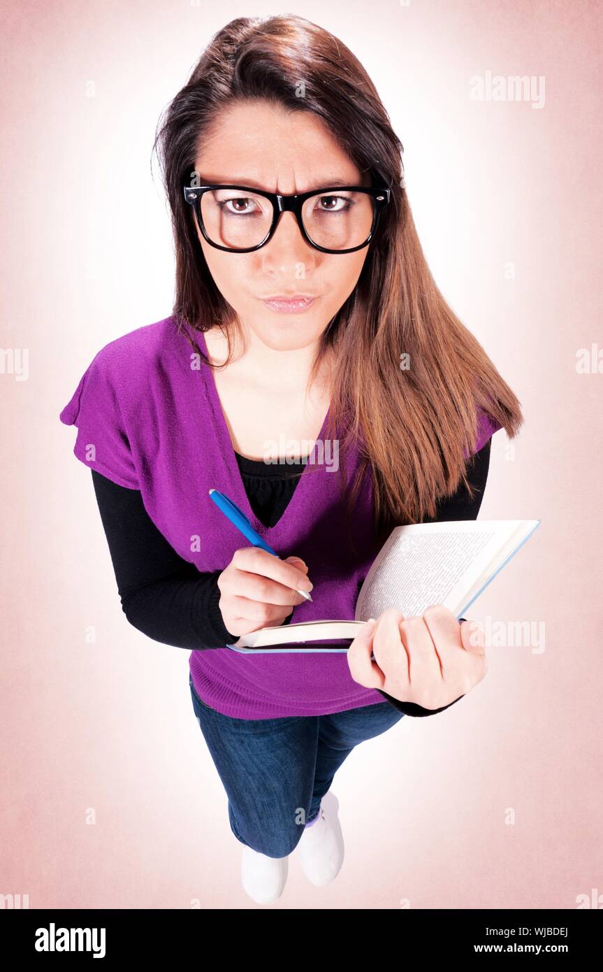 Angry female student from above Stock Photo - Alamy