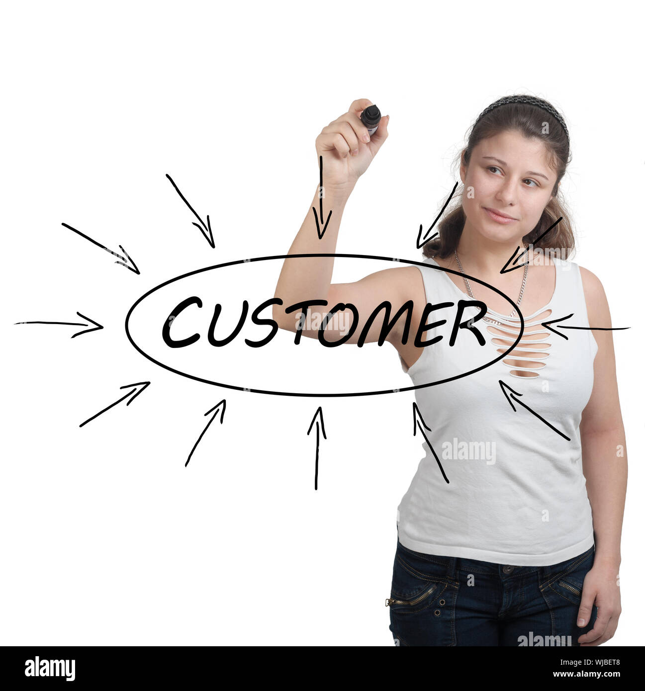 Young businesswoman introduce Customer process information concept ...