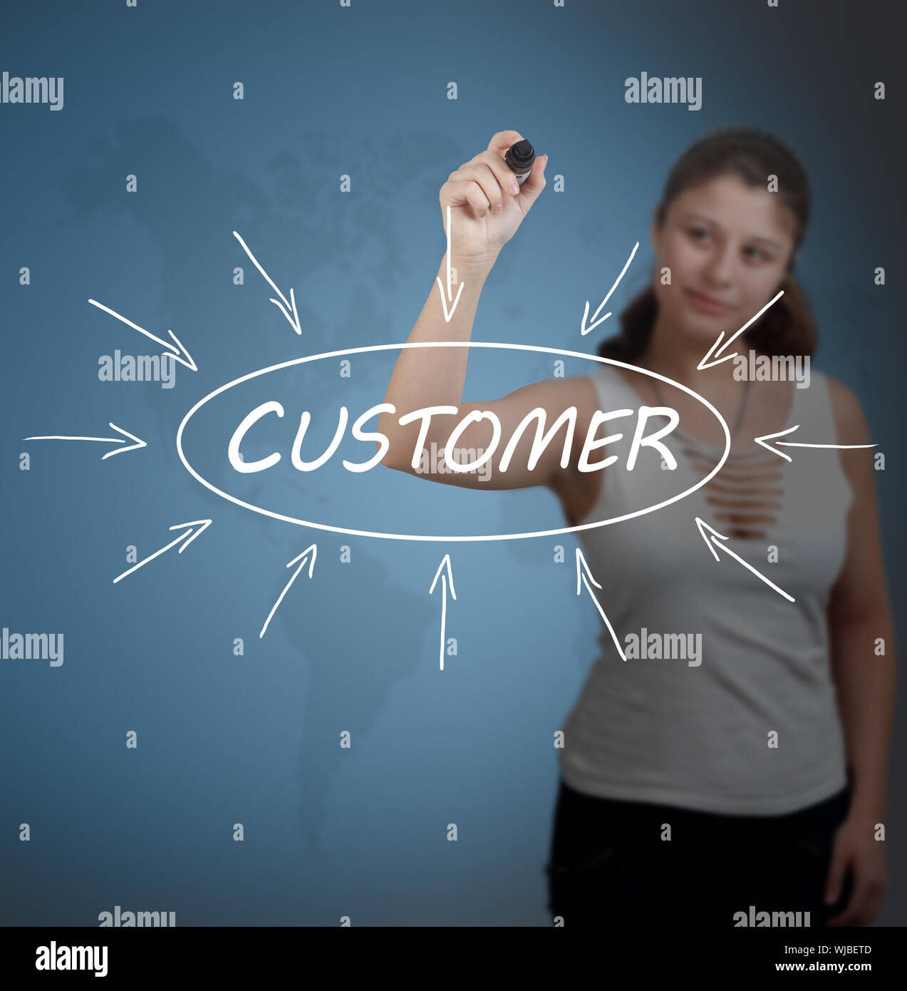 Young businesswoman introduce Customer process information concept ...